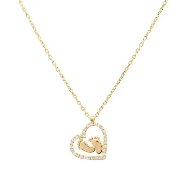 LATELITA Heart Mum Pendant Necklace - White/gold