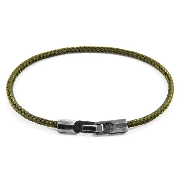 ANCHOR & CREW Talbot Silver & Rope Bracelet - Silver/green