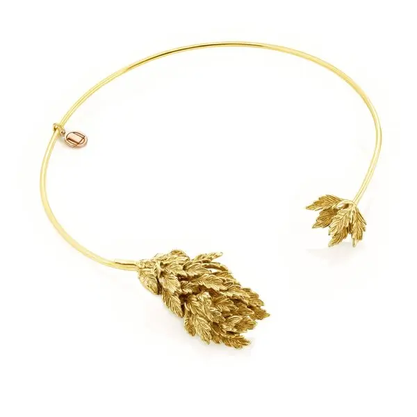 UNALOE Amazzonia Vermeil Leaf Choker Necklace - Gold