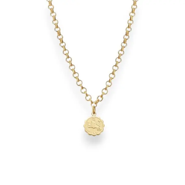 ALEXIE OF ATHENS Leo Zodiac Medallion Chain Necklace - Gold