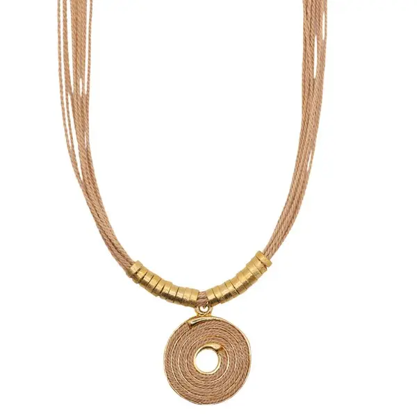 NART NATURE MAKING ART The Spiral Buriti Natural Fiber Necklace - Gold
