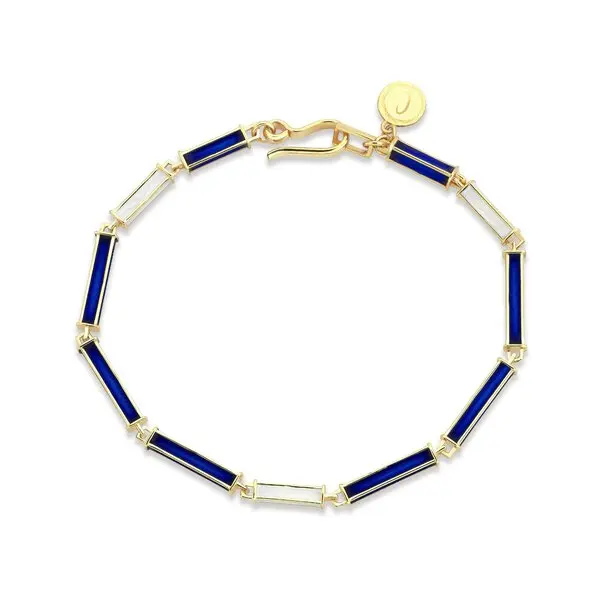 C|ND|N BY CANDAN BALTO Megaron Silver & Navy Blue Enamel Bracelet - Gold