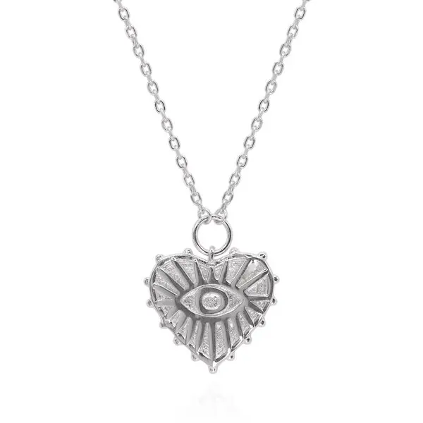 LUNA CHARLES Ines Heart Eye Pendant Necklace - Silver