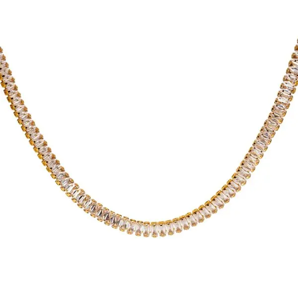 BELINDA JEWELZ Baguette Gemstone Tennis Necklace - Gold
