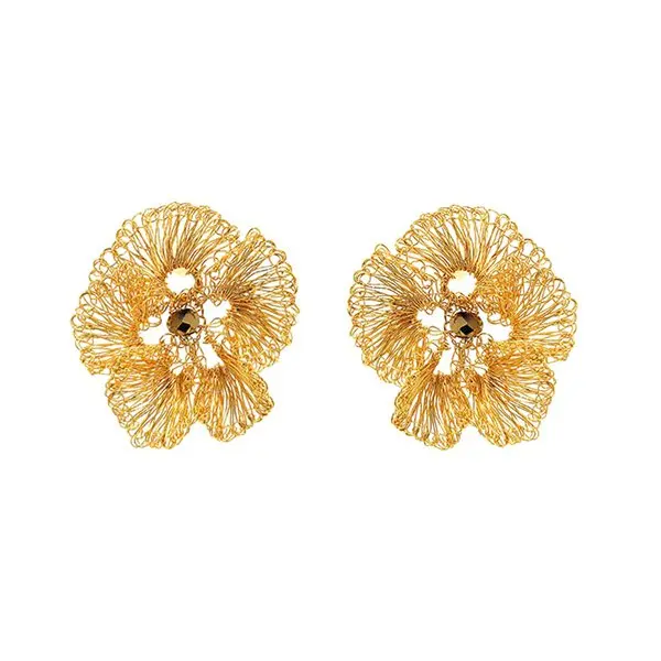LAVISH BY TRICIA MILANEZE All Plumeria Handmade Post Earrings - Gold