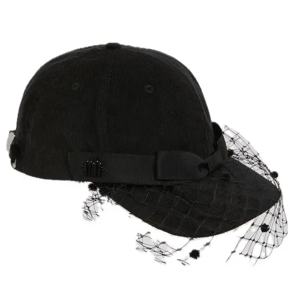 MISA HARADA MILLINERY Gigi Veiled Baseball Cap - Black