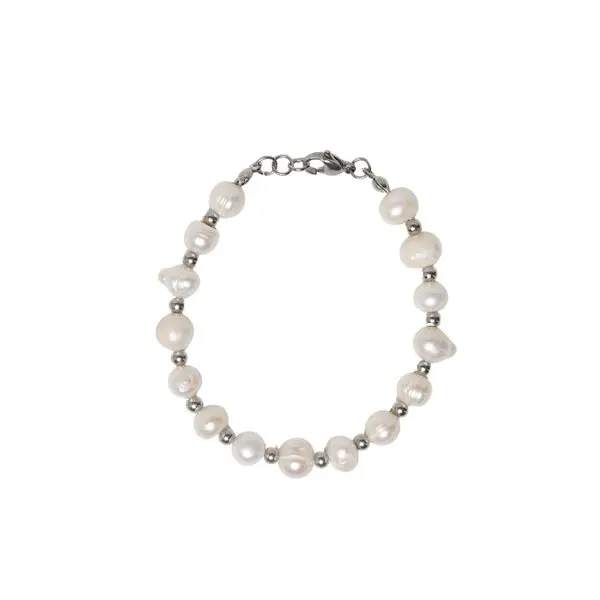 URBANE JEWELRY STUDIO Rebel Pearl Bracelet - White/silver