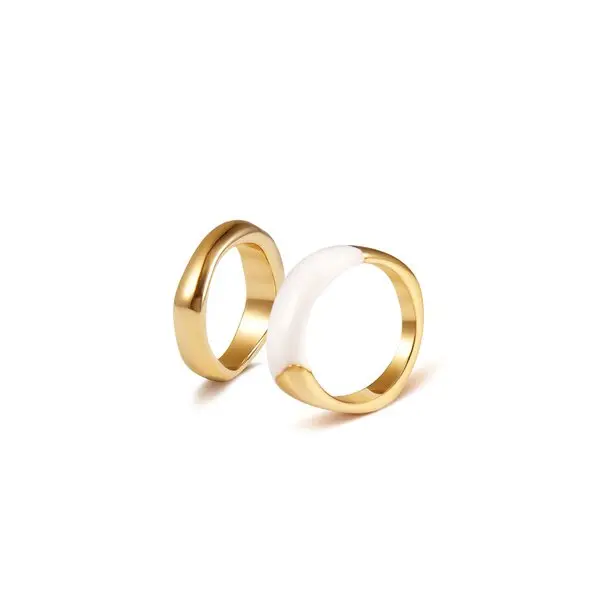 RETRO CHIC Time Ripples Ring - White/gold