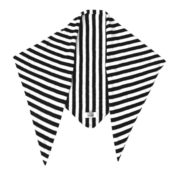LONDON ATELIER BYPRODUCT Black / White Striped Wool Large Triangle Knitted Scarf - Black/white