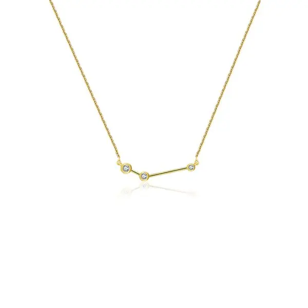 GENEVIEVE COLLECTION Aries Zodiac Constellation Diamond Pendant Necklace - Gold