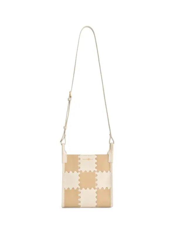 ORANGE CUBE Mosaic Spliced Small Tote Bag - White