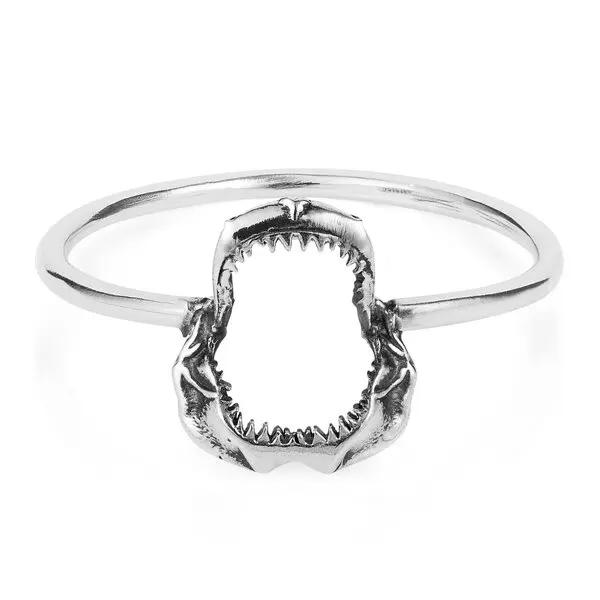 LEE RENEE Mini Shark Jawbone Ring - Silver