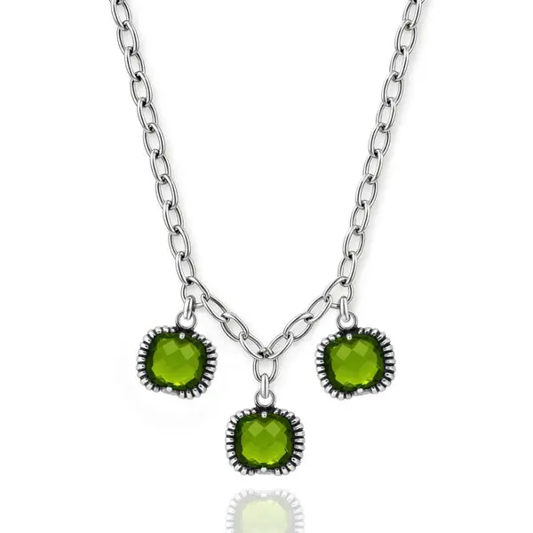 UNALOE Sterling Silver Crystal Pendant Necklace - Green