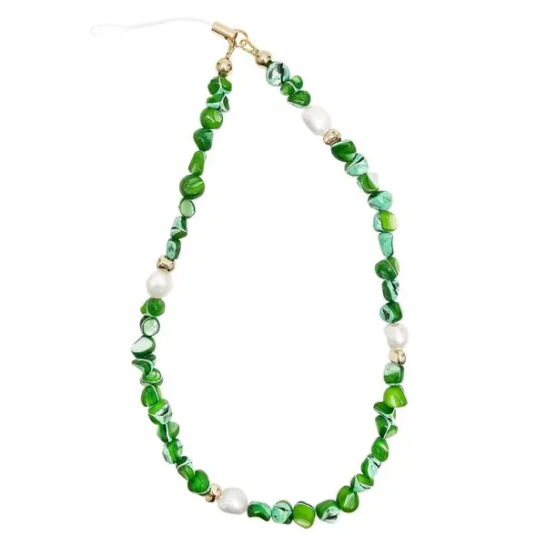 FARRA Freshwater Pearl And Shell Phone Strap - Green