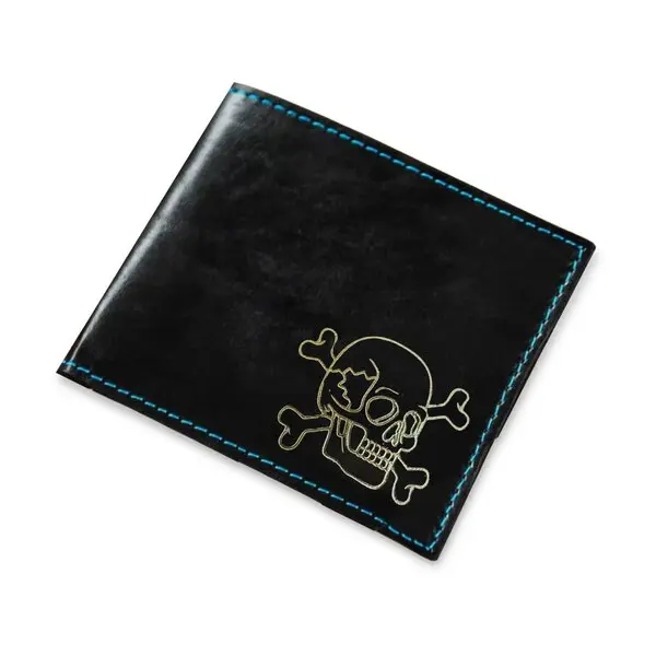 VIDA VIDA Skull Leather Card Wallet Blue - Black