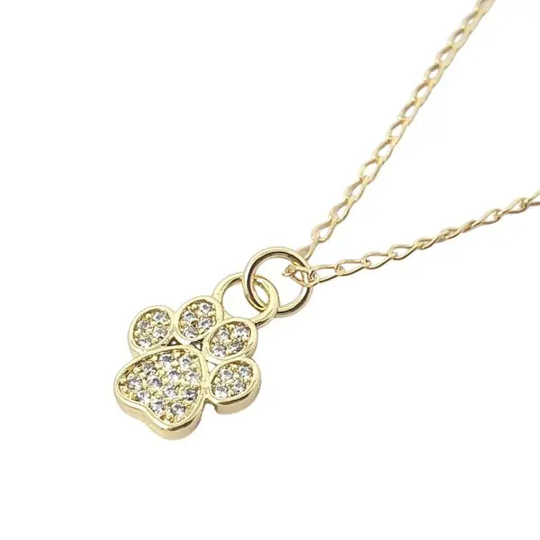 HARFI Mini Paw Print Charm Plated Necklace - Gold
