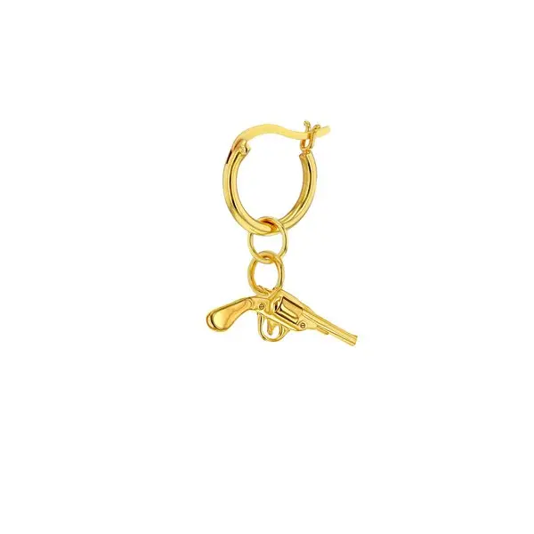 TRUE ROCKS 18kt Plated Retro Pistol Hoop Earring - Gold