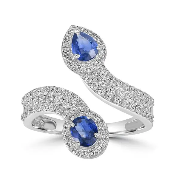 ARTISAN 18k White Gold Sapphire And Diamond Open Wrap Ring - White/blue