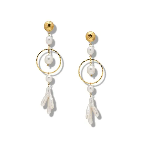 JAREDJAMIN Ciara Pearl Dangle Earrings - White/gold