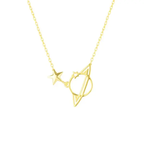SPERO LONDON Sterling Silver Saturn Pendant Necklace - Gold