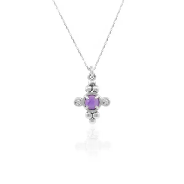 LEE RENEE Amethyst And Diamonds Cross Pendant Necklace - Silver