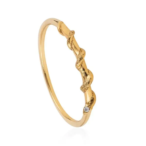 LEE RENEE Tiny Snake Ring With Diamonds - Gold
