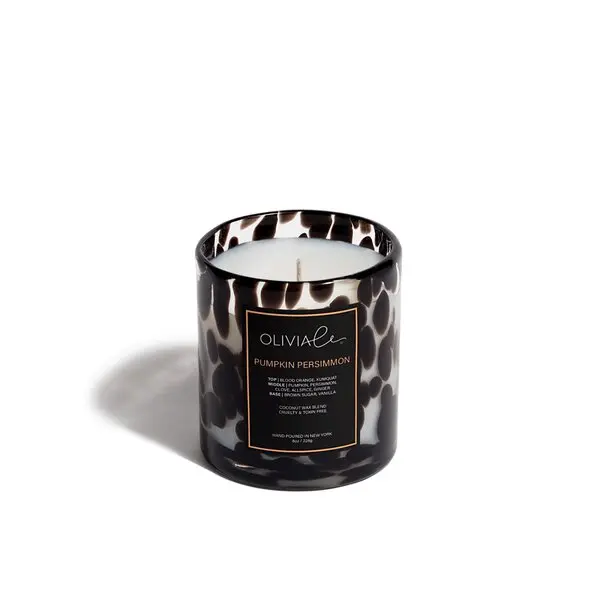 OLIVIA LE Pumpkin Persimmon Leopard Candle Small - Black