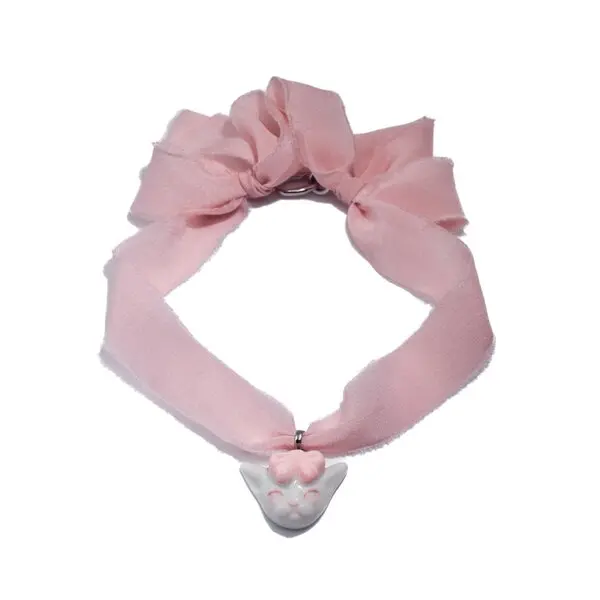 H2 STUDIO Angry Puss Baby Silk Choker - Pink