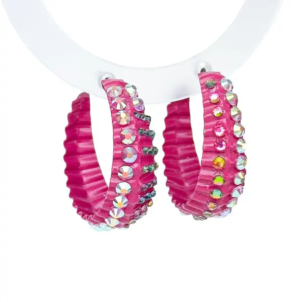 ACID CAT Wavy Hoop Earrings - Pink