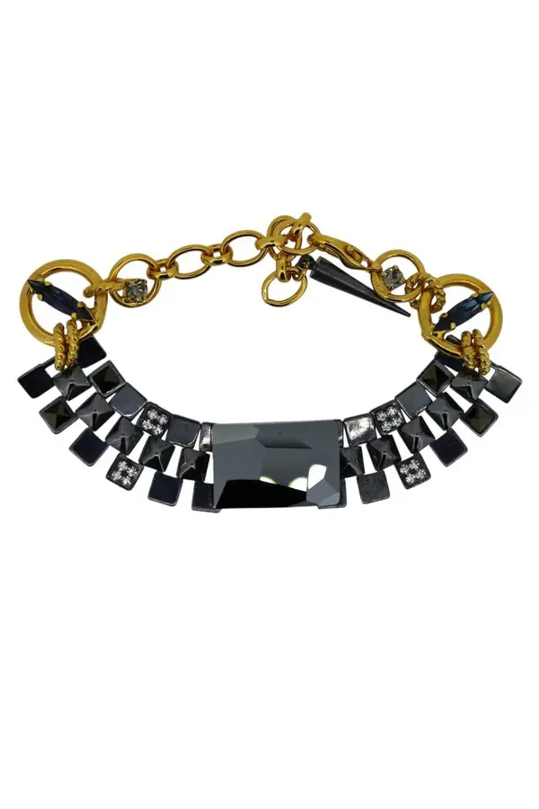 VICKISARGE Crystals Chain Bracelet - Black/grey