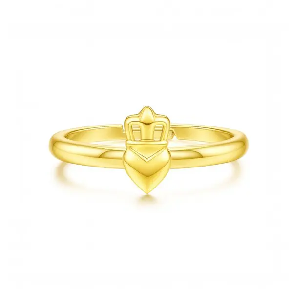 UNALOE Adjustable Crowned Heart Ring - Gold