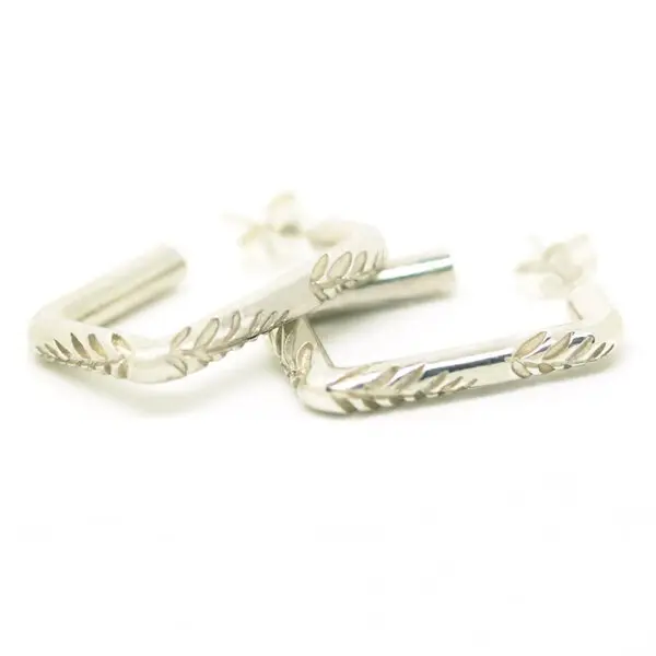 ETTA BURTON JEWELLERY Tropical Square Hoop Earrings - Silver