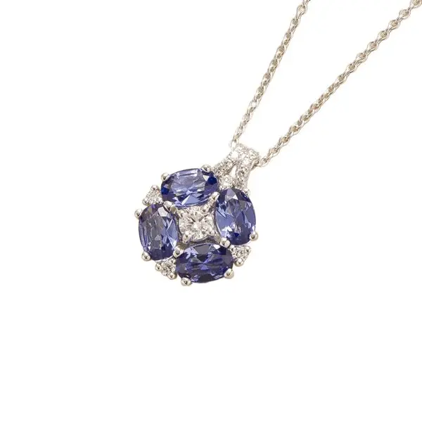 JUVETTI  Pristi 18k White Gold Vermeil Necklace With Sapphires And Diamonds - White/blue