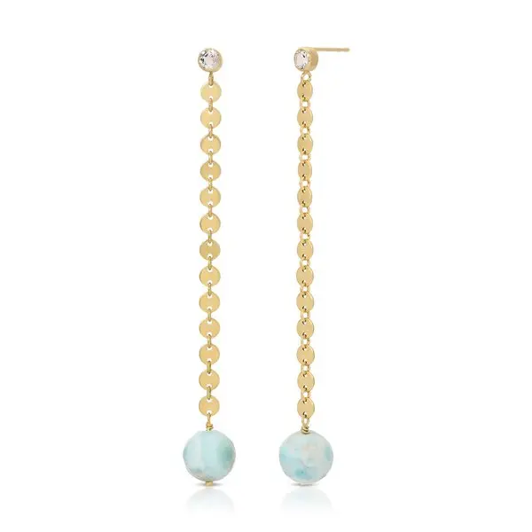 HEATHER HAWKINS November Rain Larimar Drop Earrings - Blue
