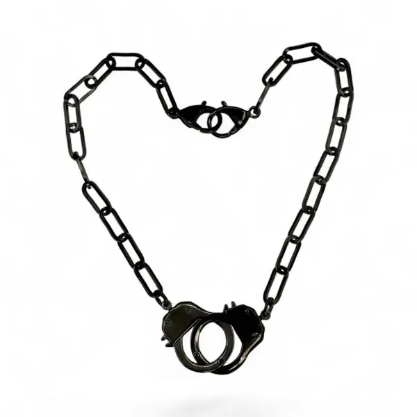 JAGGED HALO JEWELRY Love Bond Handcuff Chain Necklace - Black