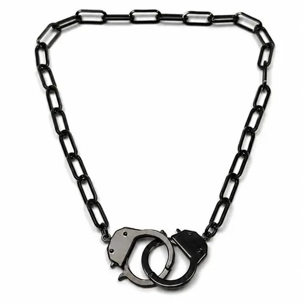 JAGGED HALO JEWELRY Love Bond Handcuff Chain Necklace - Black