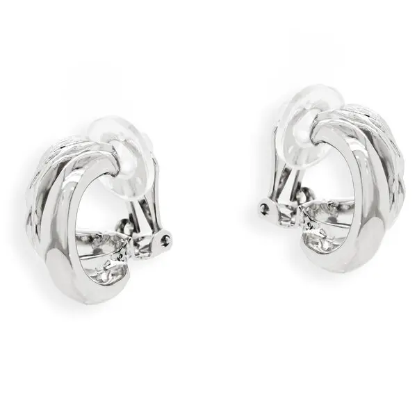 Grossé Platinum Plated Clip On Hoop Earrings - Silver