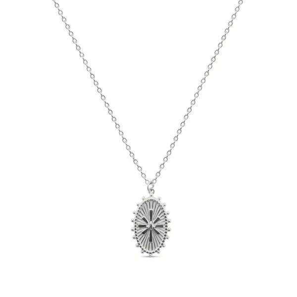 CLEMENCE WREN Oval Star Pendant Necklace - Silver