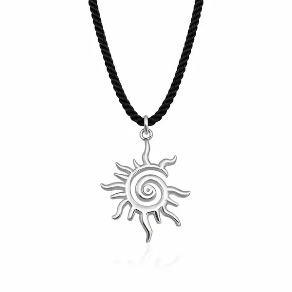 THE PHEIA Sun Pendant Cord Necklace - Silver