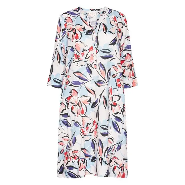 NOLOGO-CHIC Capri Print Linen Tunic Dress - Blue/white