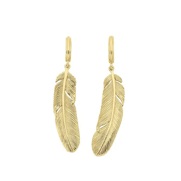 ZOË & MORGAN Eagle Feather Hoop Earrings - Gold