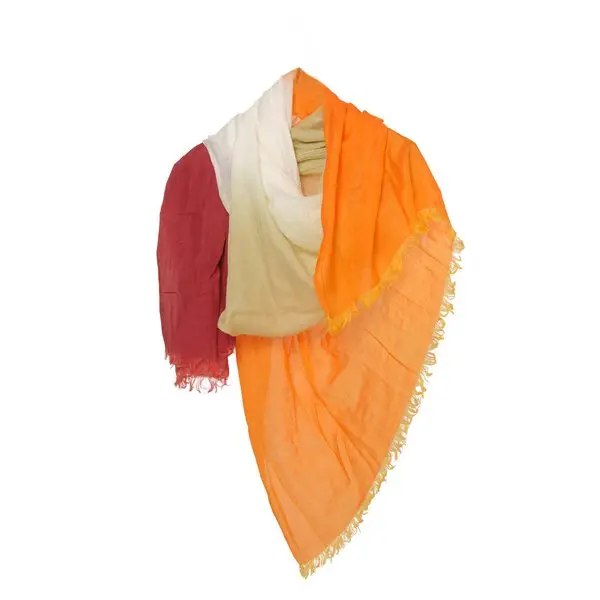 TIGER AND THE MONKEY Ombre Raisin Khaki Beach Coverup Wrap Scarf - Orange