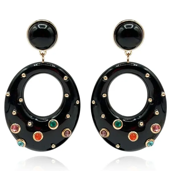 MICHAEL NASH JEWELRY Estelle Studded Hoop Earrings - Black
