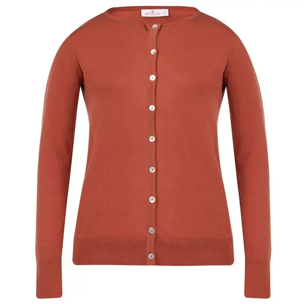PERALUNA Mila O-neck Cotton Cardigan - Red