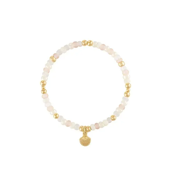 OLIVIA LE Shimmer Bead Shell Charm Bracelet - Yellow