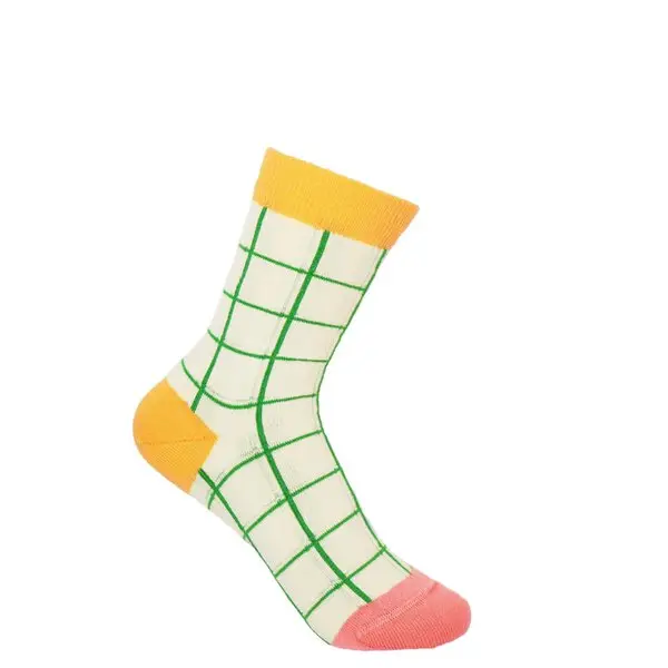 PEPER HAROW - MADE IN ENGLAND Neutrals Grid Crew Socks - White