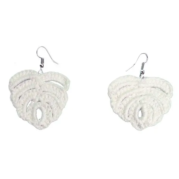 PERALUNA Isabel Knit Drop Earrings - White
