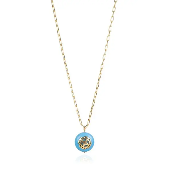 LILA RASA Gold-plated Brass Pendant Necklace With Turquoise Stone - Gold/blue