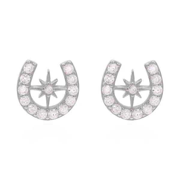 LUNA CHARLES Zada Horseshoe Star Stud Earrings - Silver