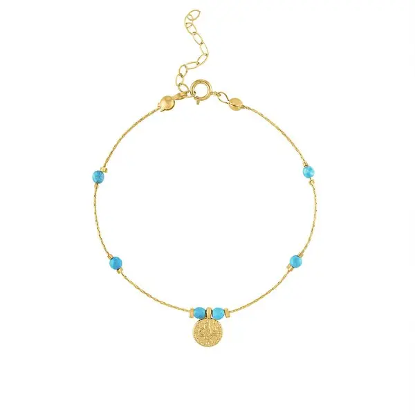 OLIVIA LE Beaded Bracelet With Coin - Blue